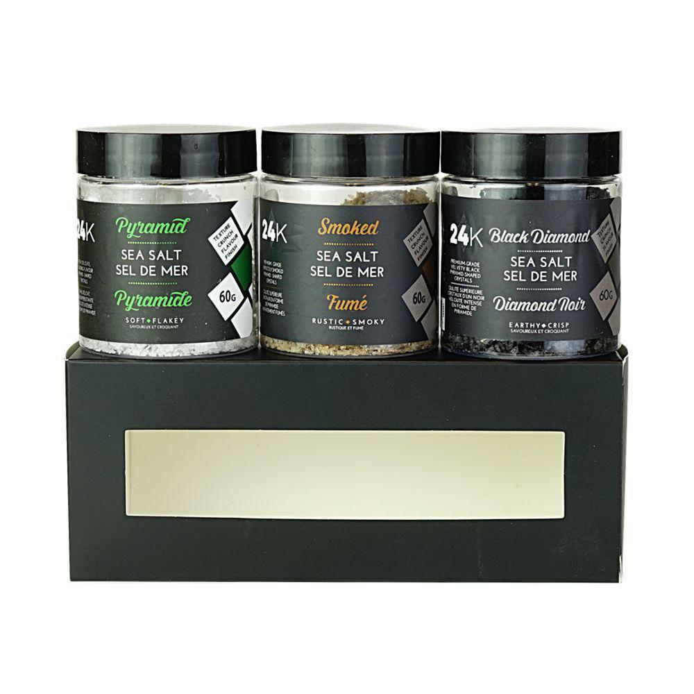 24K Sea Salt Flakes Pack - 3 x 60g | White, Smoked & Black Sea Salt ...